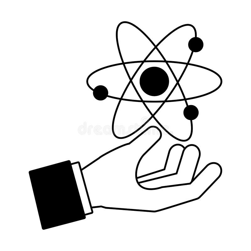 Hand holding molecule atom stock vector. Illustration of chemistry ...