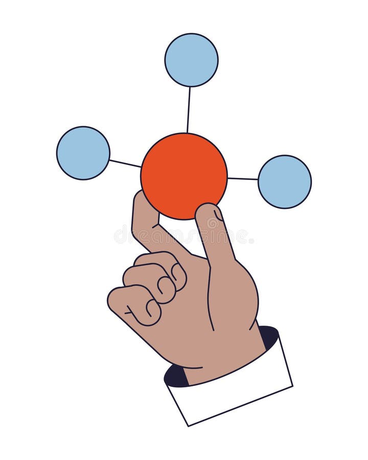 Hand Holding Molecule Flat Line Color Isolated Vector Object Stock