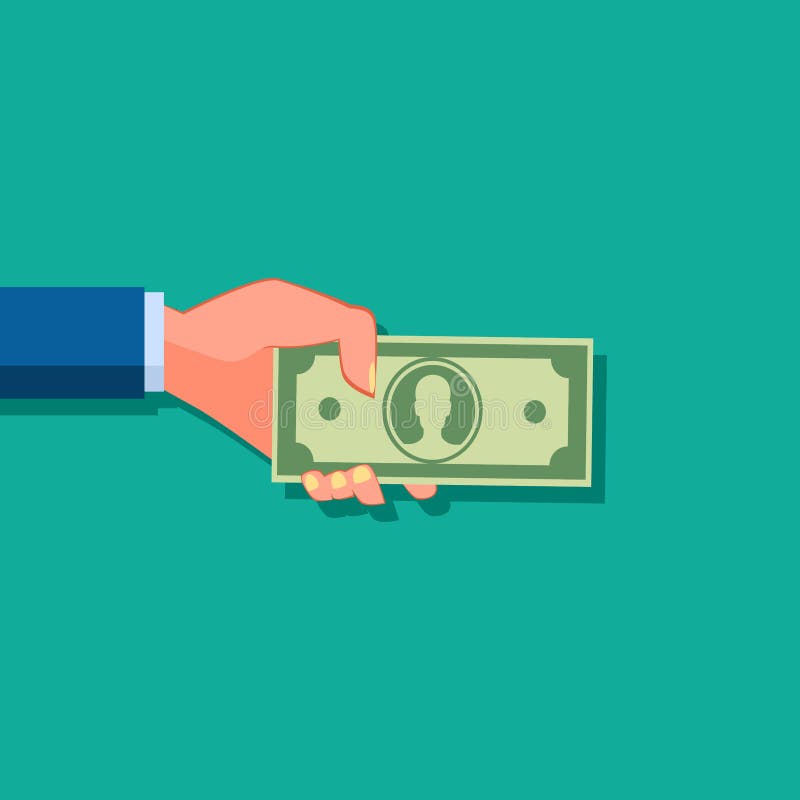 Hand Holding Money Bills Vector. Human Hand Giving Money Stock Vector ...