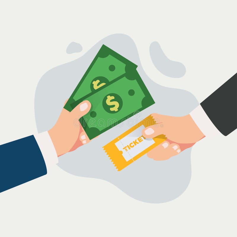 Hand Holding Money and Buying the Ticket Design Vector Stock Vector ...