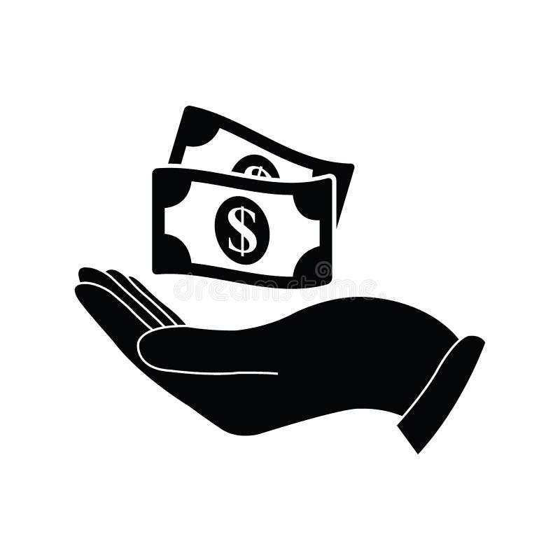 Hand Holding Money Icon Dollar Sign Stock Vector - Illustration of ...