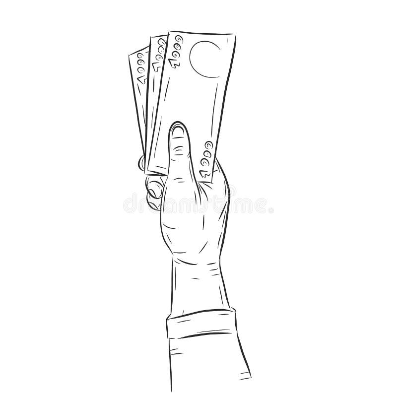 Hand Hold Money Draw Stock Illustrations – 284 Hand Hold Money Draw ...