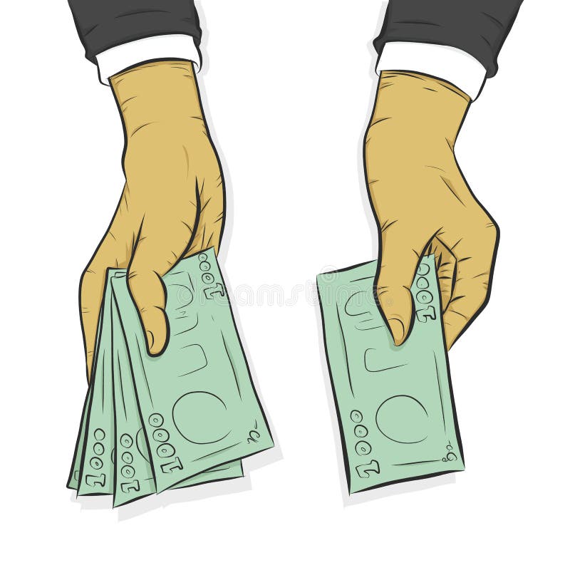 Hand Holding Money Vector on White Background Stock Vector ...