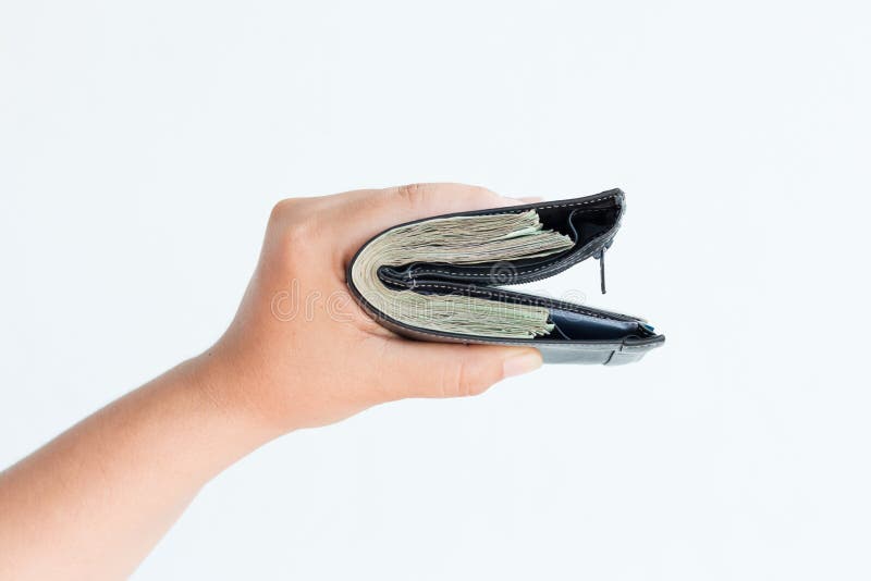 Wallet in hand stock photo. Image of business, hide, pants - 97359188