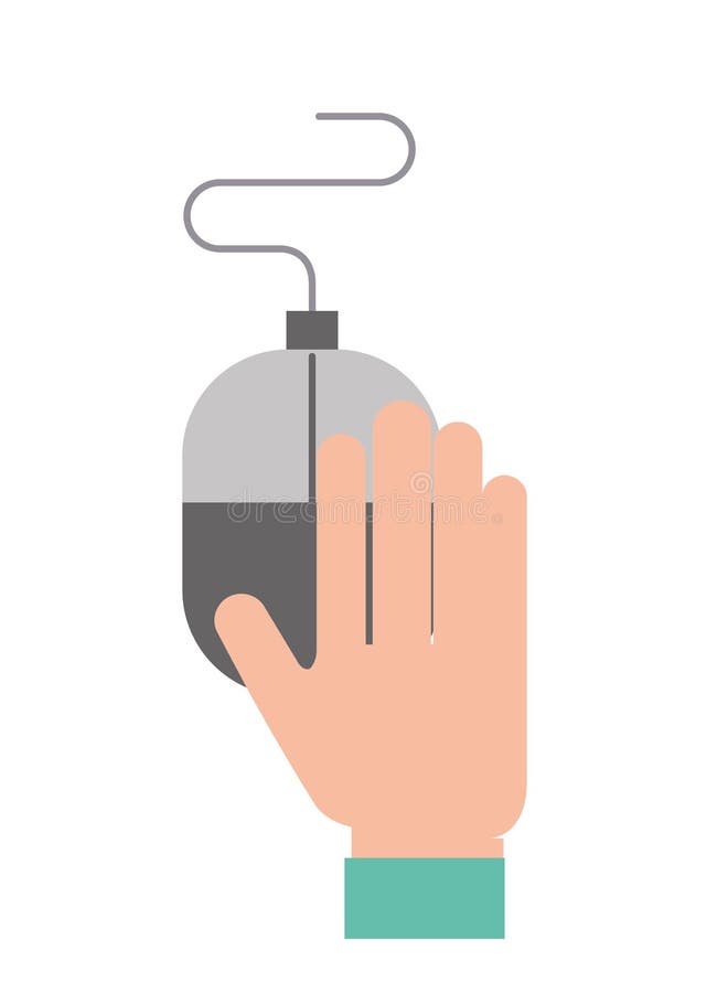 Hand Holding Mouse Device Equipment Stock Vector - Illustration of ...