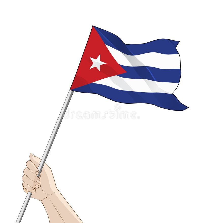 Hand Holding a Waving Cuba Flag Stock Photo - Illustration of flying ...