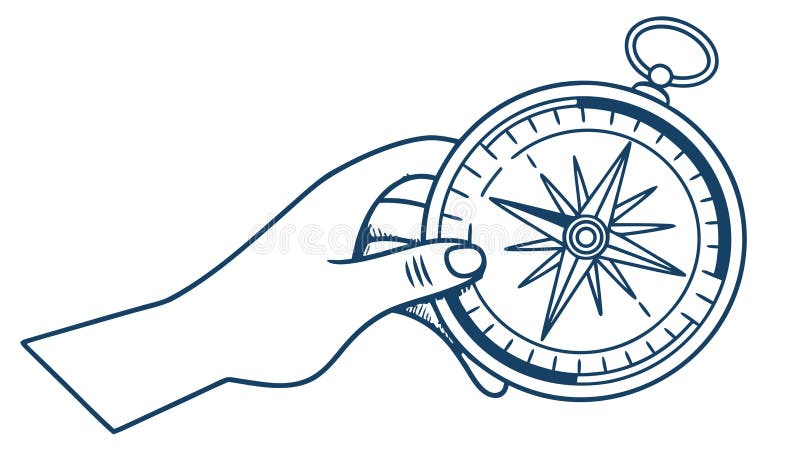 Hand Holding a Navigational Compass, Direction and Guidance, Vector ...