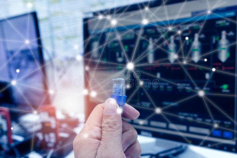 Hand Holding Network Cable Connect To Global Communications Stock Photo ...