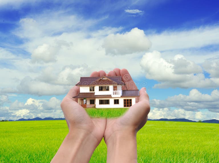 Hand holding new house stock photo. Image of rent, conceptual - 21100506