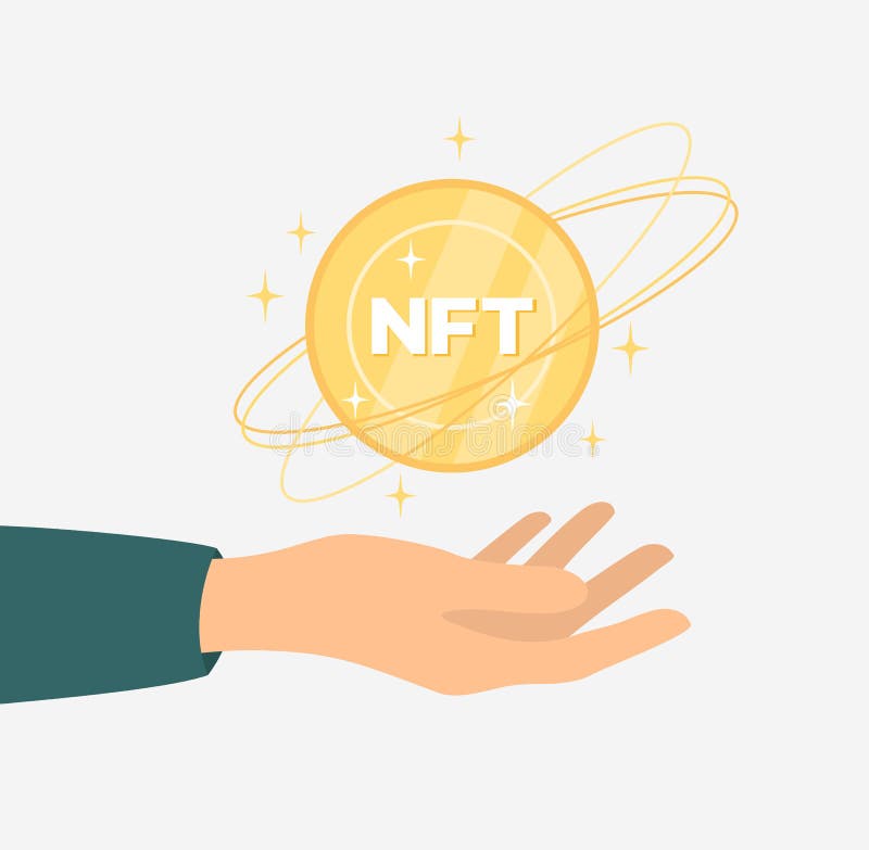 Hand Holding NFT - Non Fungible Token. Flat Vector Illustration Stock ...