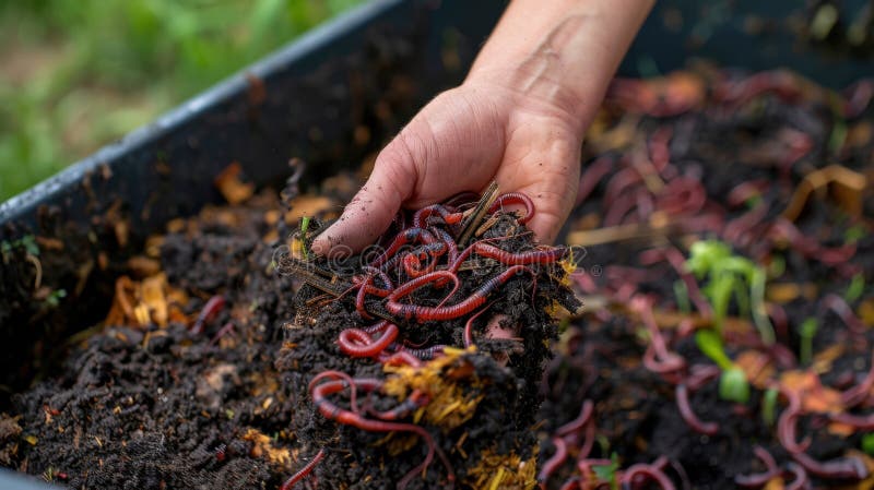 The Hand Holding Earthworms.AI Generated Image Stock Image - Image of ...