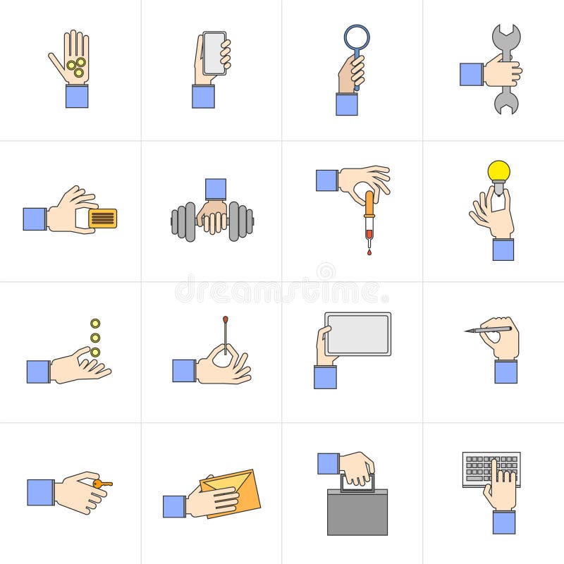 Hand Holding Objects Flat stock vector. Illustration of elements - 55840425