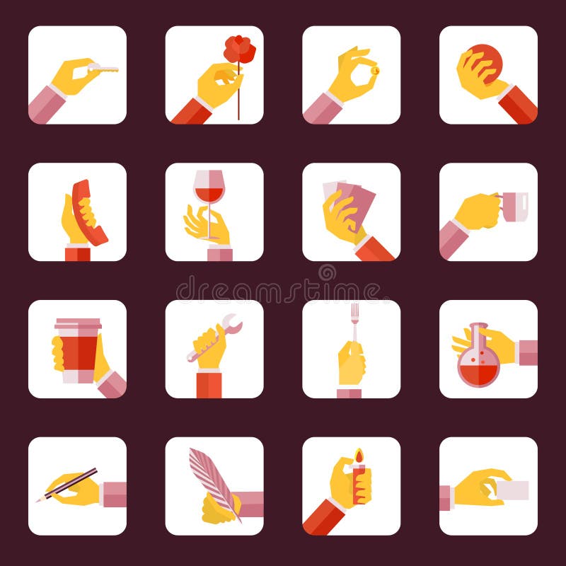 Hand Holding Objects Flat stock vector. Illustration of elements - 55840425