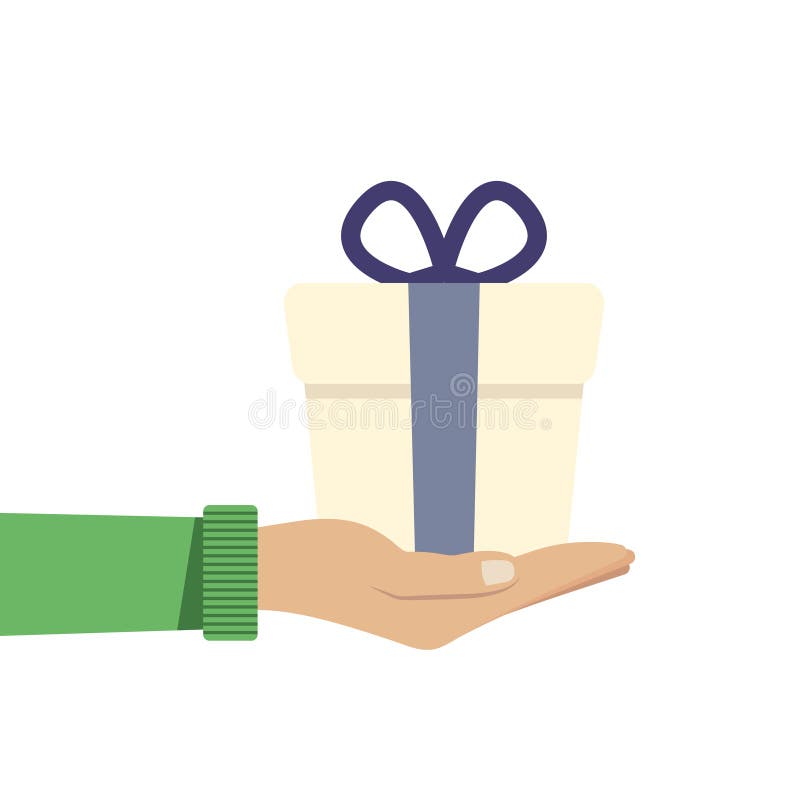 Hand Holding or Offering Gift or Present. Vector Illustration in Flat ...
