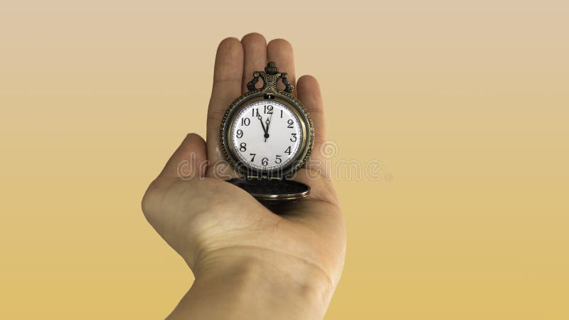 Hand Holding Old Fashioned Vintage Pocket Watch. Stock Photo - Image of ...