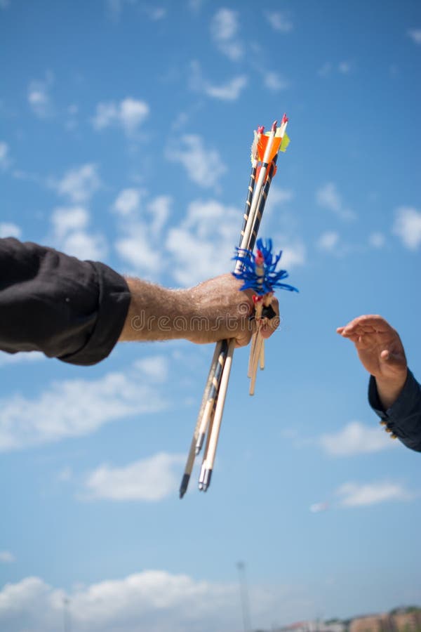 Old style wooden arrows stock photo. Image of archer - 100134064