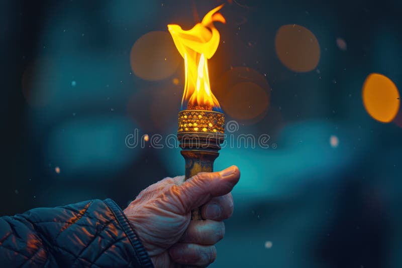 Hand Holding Olympic Torch with Artistic Flair - Perfect for Posters ...