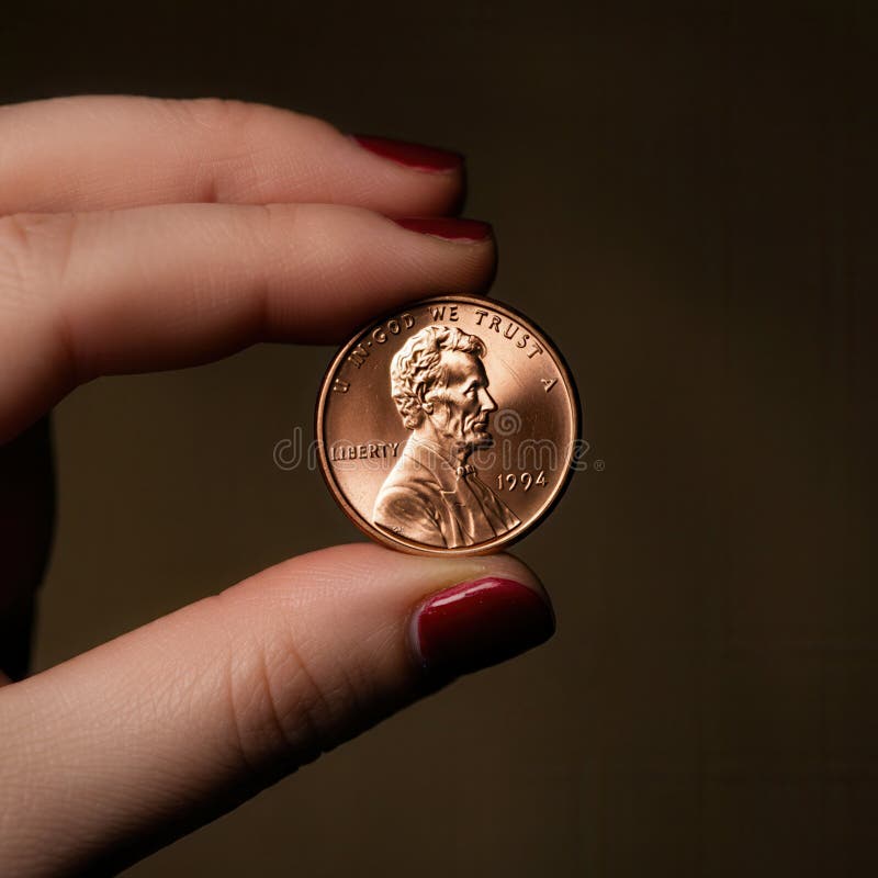 Hand holding one cent stock illustration. Illustration of business ...