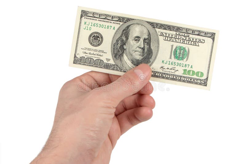 Hand Holding a One Dollar Bill. Isolated on White Stock Photo - Image ...
