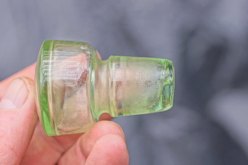 Hand Holding One Old Green Glass Stopper from Decanter Stock Image ...