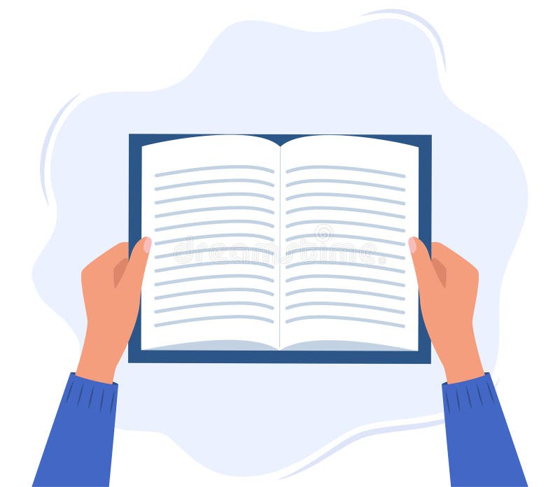 Hand Holding Open Book. Read More Concept. Design for Library ...