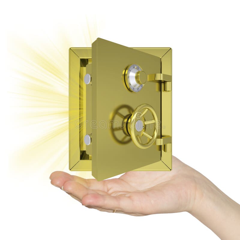 Hand Holding Open Gold Safe Stock Image - Image of investments ...