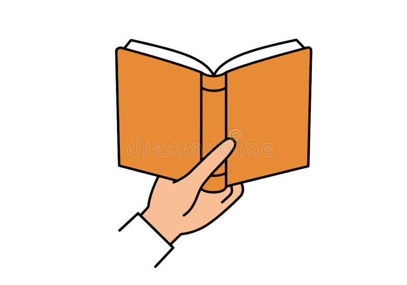 Hand holding book clipart. stock photo. Illustration of simple - 362243634