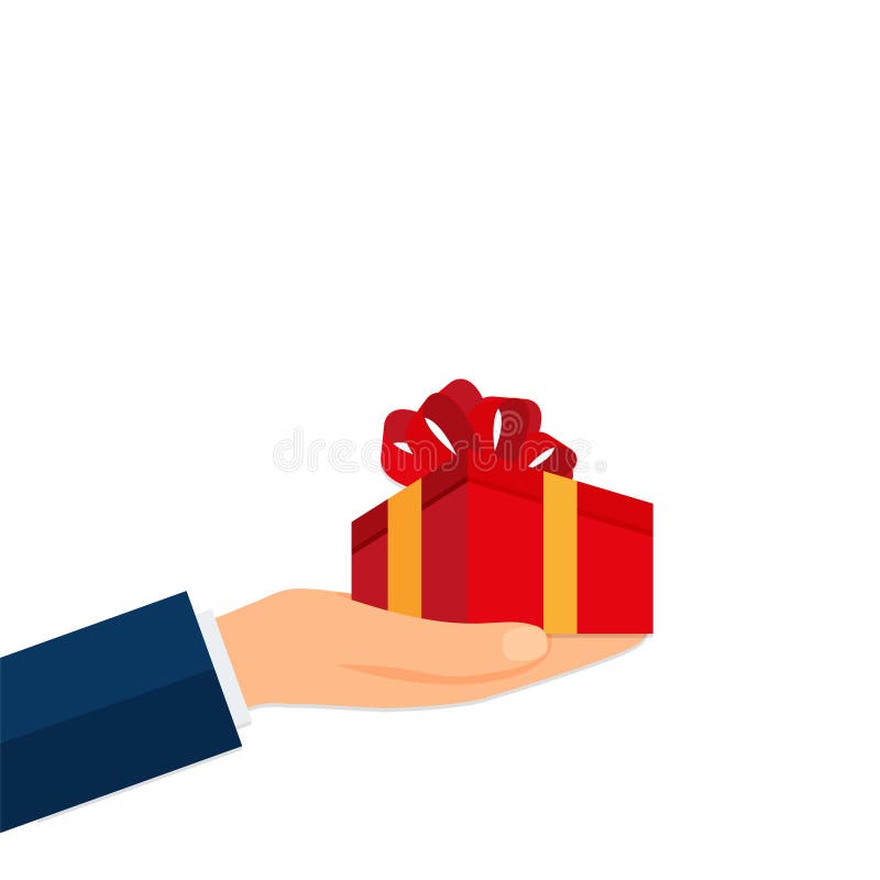 Hand Holding Out an Gift Box Ready for You, Vector Illustration Design ...