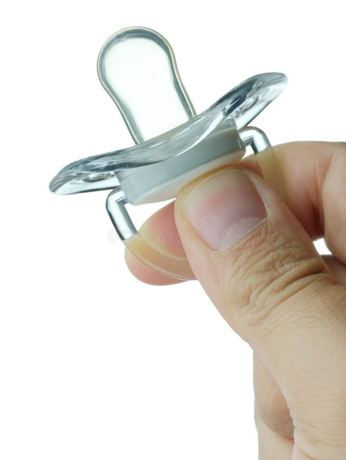 Hand Holding Pacifier Isolated Stock Image - Image of gesture, hand ...