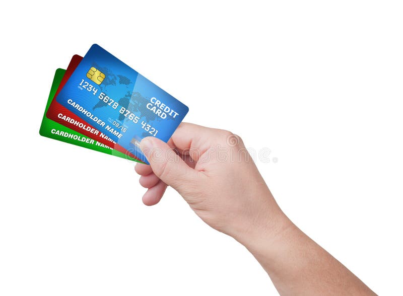 Hand Holding Pack of Credit Card Stock Photo - Image of debt, holding ...
