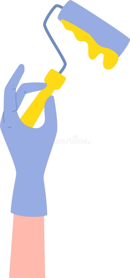 Hand Holding Paint Roller stock vector. Illustration of repair - 309337156