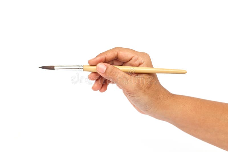 Hand Holding Paintbrush Isolated on White Background Stock Photo ...