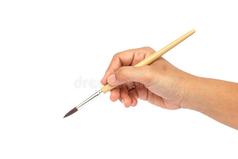 Hand Holding Paintbrush Isolated on White Background Stock Photo ...