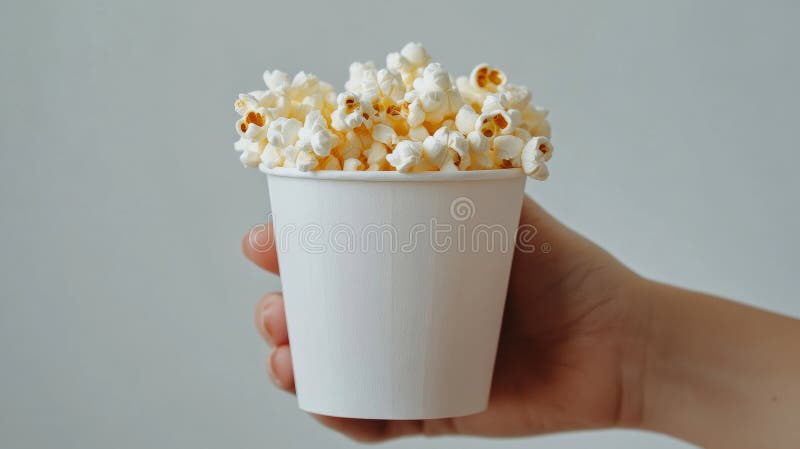 Hand Holding a Paper Cup Filled with Fresh Popcorn Stock Illustration ...