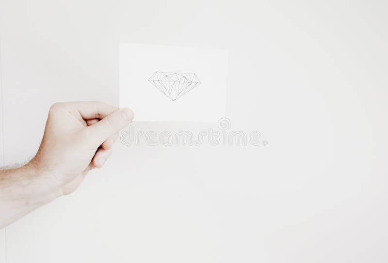 Hand Holding a Paper with a Drawing of a Diamond Stock Image - Image of ...