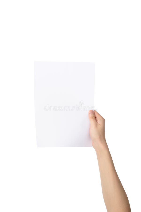 Hand Holding A4 Paper, Isolated on White Stock Photo - Image of message ...