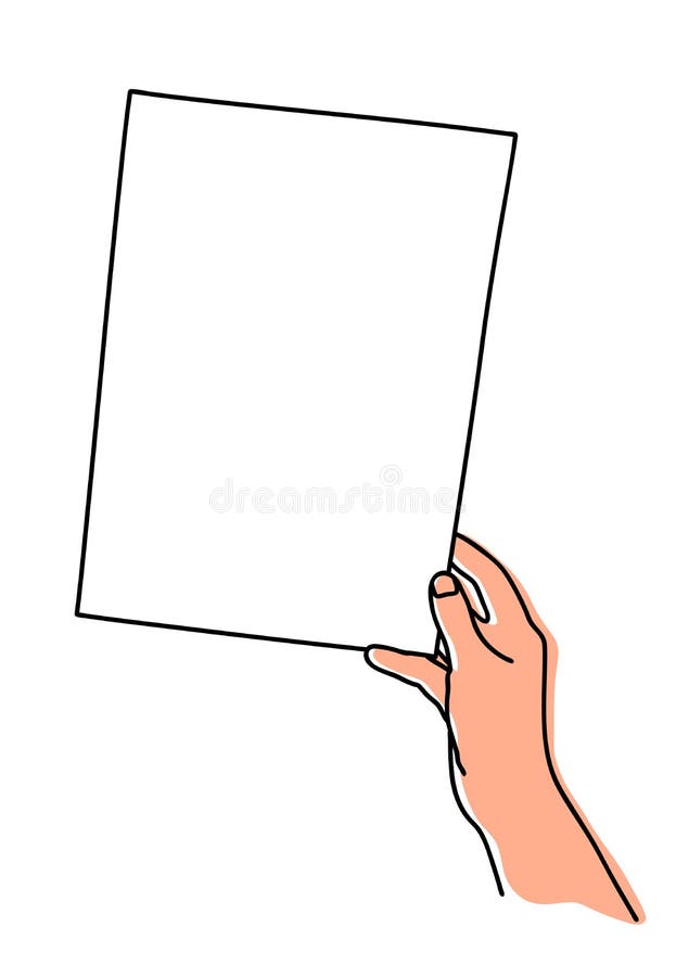 Hand Holding A4 Paper Sheet Hand Drawn with Thin Line Stock Vector ...