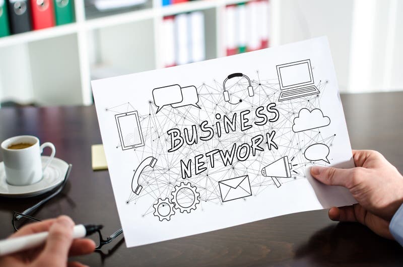 Business Network Concept on a Paper Stock Image - Image of digital ...
