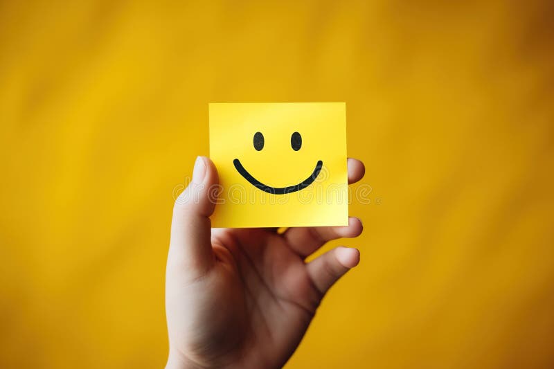 Hand Holding Paper with Smiley Face Emoticon. Ai Generative Stock Photo ...
