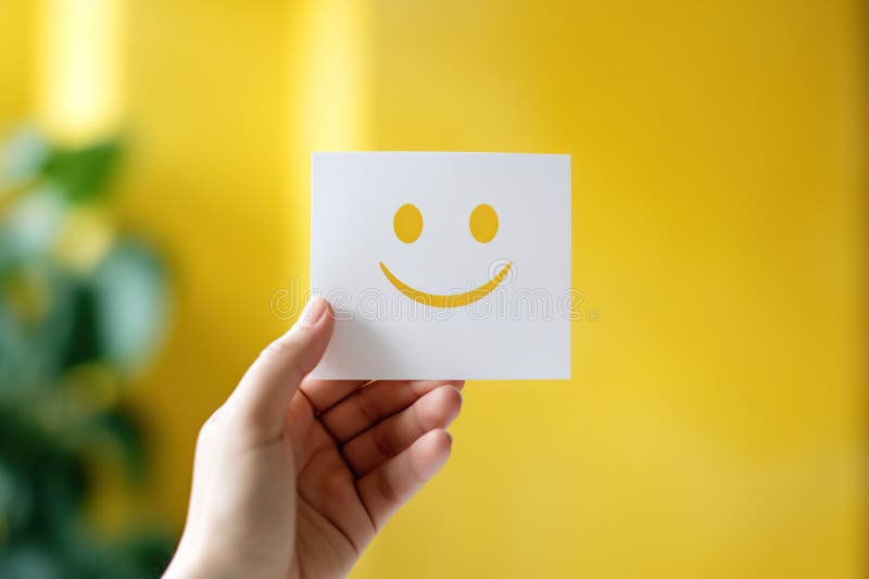 Hand Holding Paper with Smiley Face Emoticon. Ai Generative Stock Photo ...