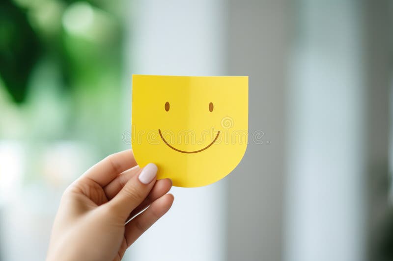 Hand Holding Paper with Smiley Face Emoticon. Ai Generative Stock Photo ...