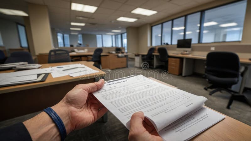 Hand Holding Paperwork in Modern Office Stock Photo - Image of paper ...