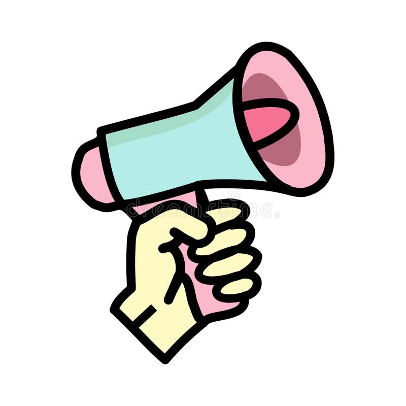Hand Holding a Pastel Megaphone, Ready To Speak Stock Illustration ...