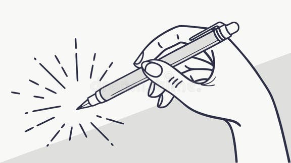 Hand Holding Pen, Creative Writing & Expression. Vector Design ...