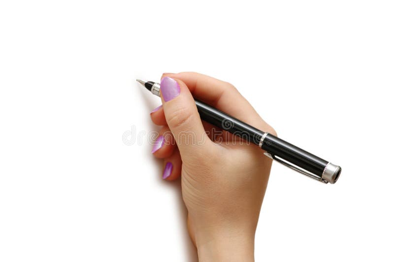 Hand Holding Pen Isolated on White Background Stock Photo - Image of ...