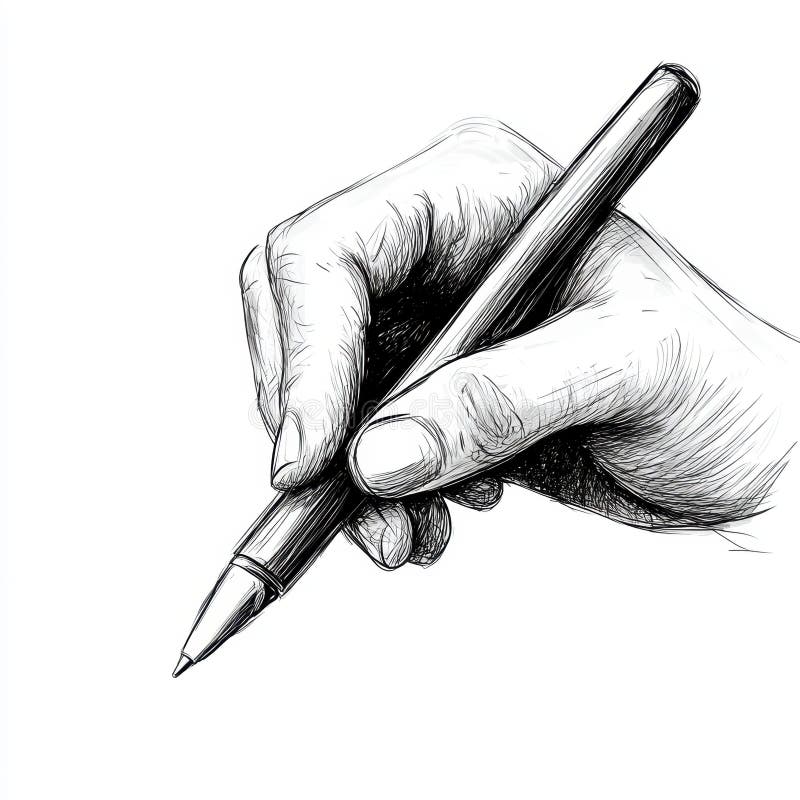Hand Holding a Pen Ready To Write or Draw Stock Illustration ...