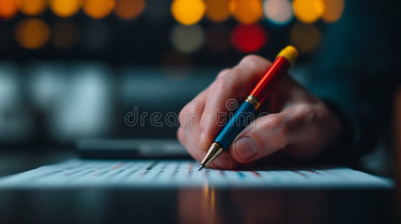 A Hand Holding a Pen Signs a Financial Document Stock Photo - Image of ...