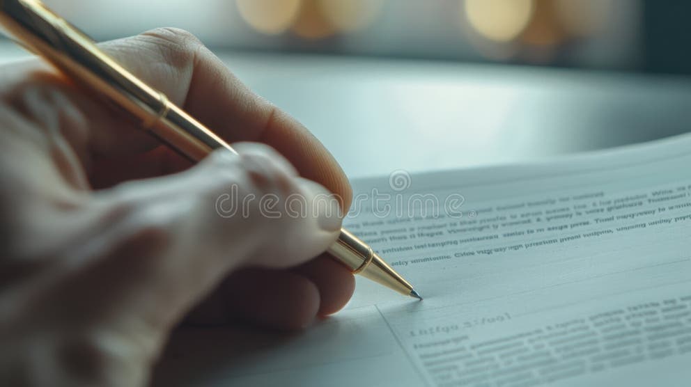 The Hand Signing Document.AI Generated Image Stock Photo - Image of ...