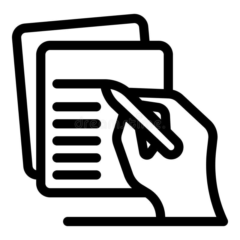 Hand Holding Pen Writing on Paper Taking Notes Icon Stock Illustration ...