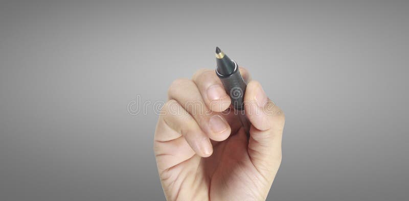 Hand Holding Pen Writing Something Text Isolated Stock Photo - Image of ...